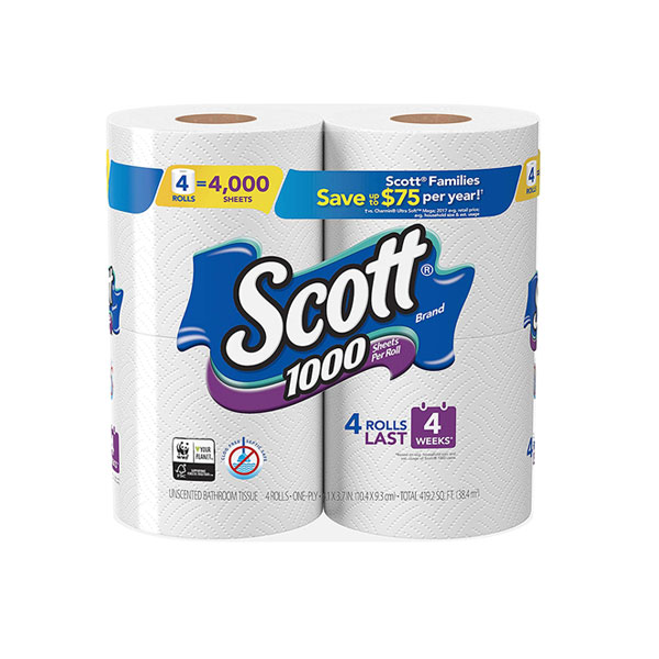 Scott 1000 Sheet Bath Tissue Roll (4 pack) – Lil General’s